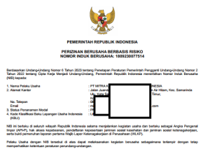 Contoh NIB Usaha untuk PT, CV, dan UMKM - Jasa NPWP
